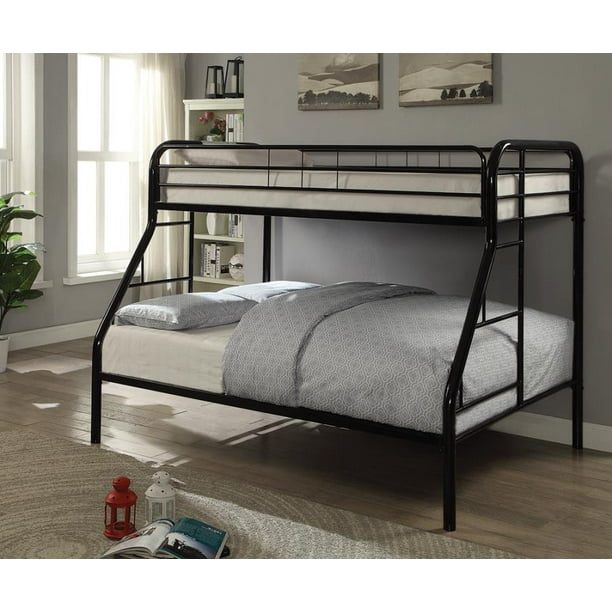 Morgan Twin over Full Bunk Bed with Built-in Ladders Black - Walmart.com