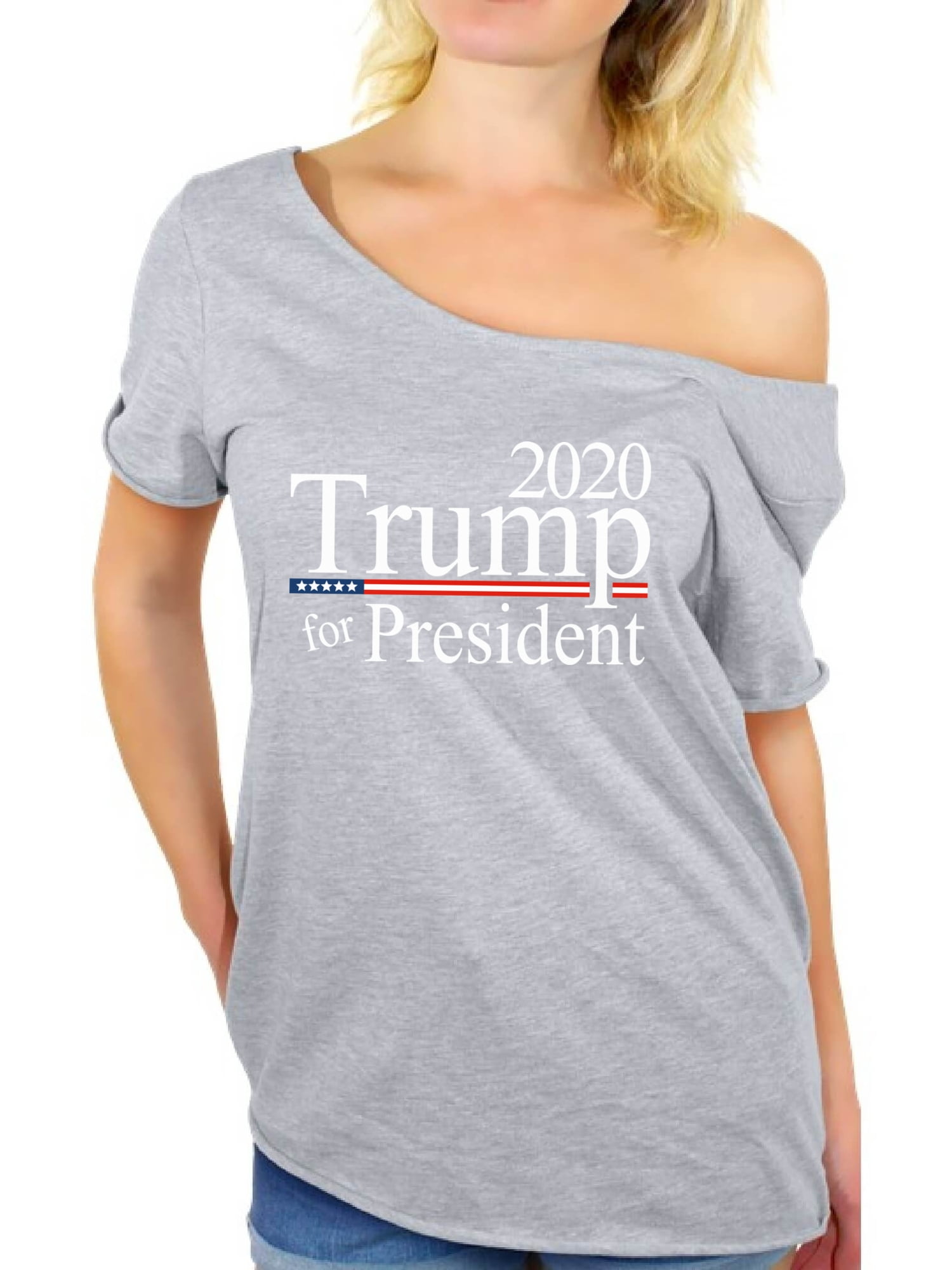 Awkward Styles Donald Trump Off Shoulder T Shirt for Women Oversized ...