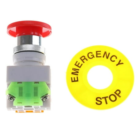 Mushroom Shape Emergency Stop Buttons Mushroom Head Emergency Stop Button with Warning Ring 60mm ...