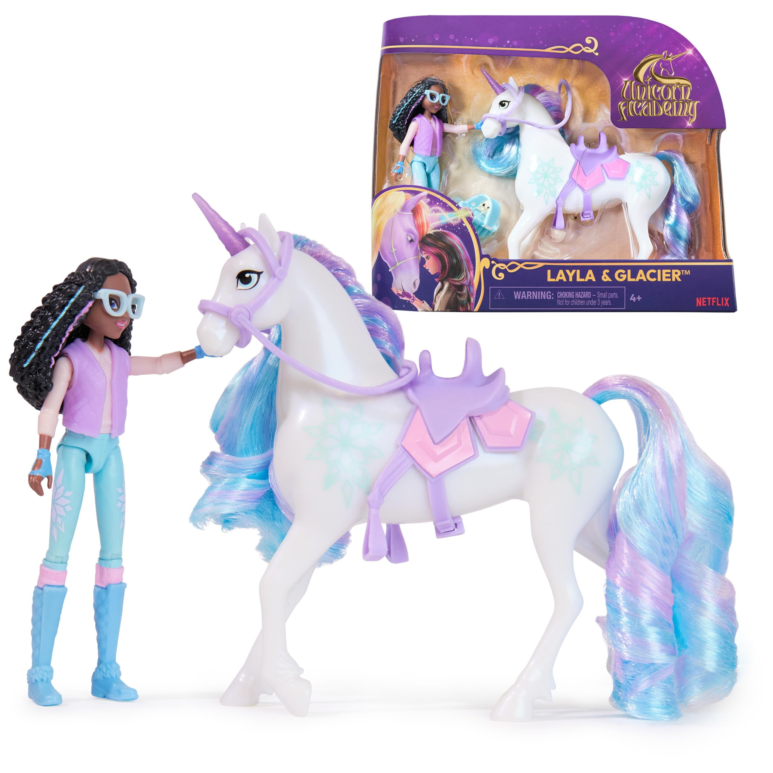 Unicorn Academy, Layla & Glacier Set with 2 Riding Accessories & Hair ...