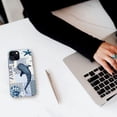 Blue Coastal Patchwork Whale Shark Phone Case, Starfish Seashell Amor ...