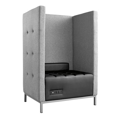 Traffic Modular Seating Lounge Privacy Chair with USB Outlet Ash Grey ...