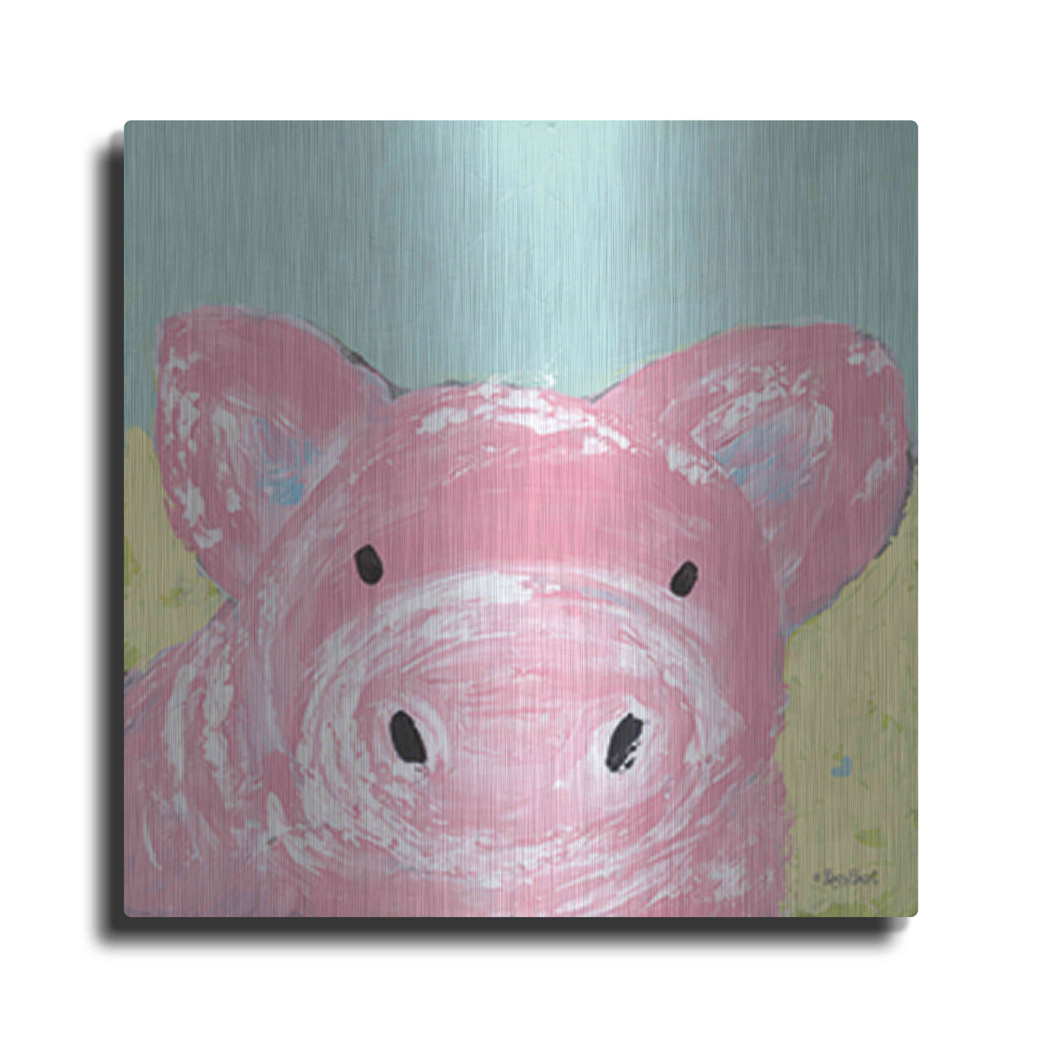 Luxe Metal Art 'Oink' by Roey Ebert, Metal Wall Art, 24"x24" - Walmart.com