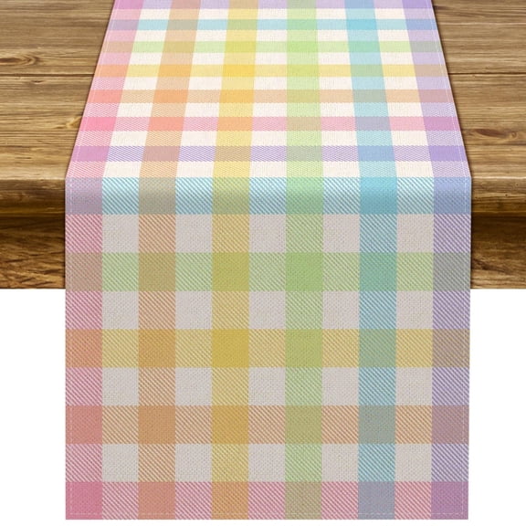 Fasiaou Easter Buffalo Plaid Check Table Runner Spring Holiday ...