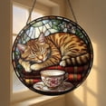 Cat Library Scene Glass Style Window Hanging – Home Decoration ...