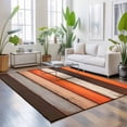 Coastal Style Area Rugs 8x10ft Vintage Orange Brown Stripe Wood Texture ...