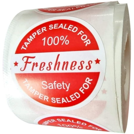 2" Red Tamper Evident Sealed for Freshness Labels - Round Safety Food ...