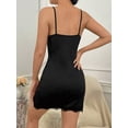 Black Lace-Trimmed Cami Sleep Dress With Dual Side Slits And V-Neck ...