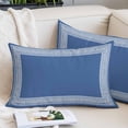 Blue Geometric Lumbar Pillow Covers 12x20 Inch, White Greek Key Design ...