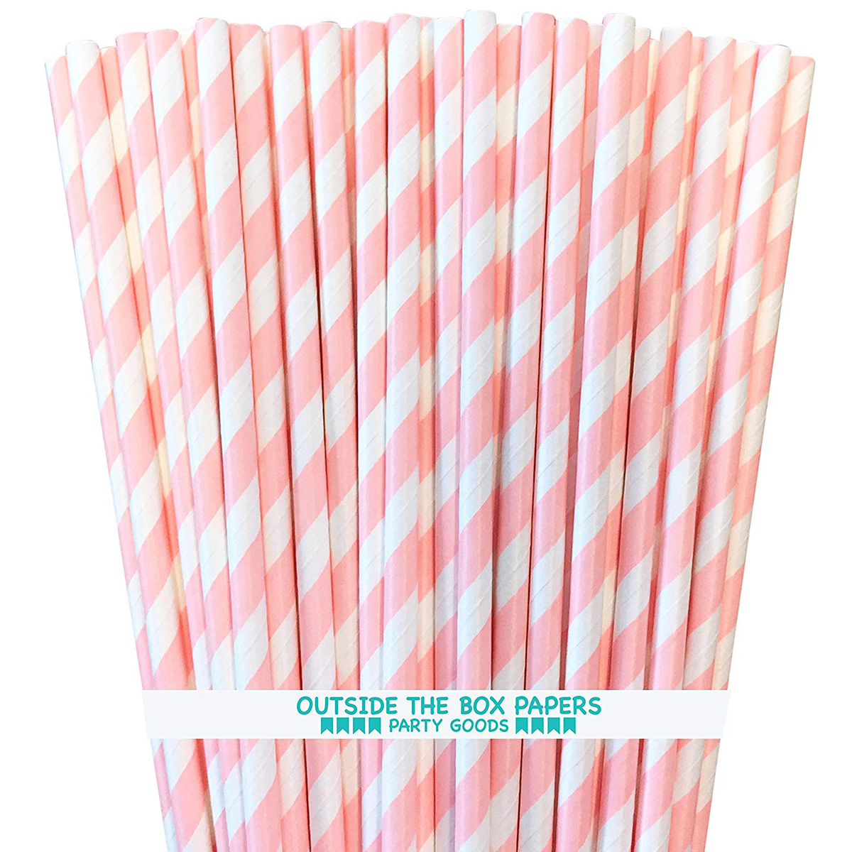 100 Light Pink Striped Paper Straws - Walmart.com - Walmart.com