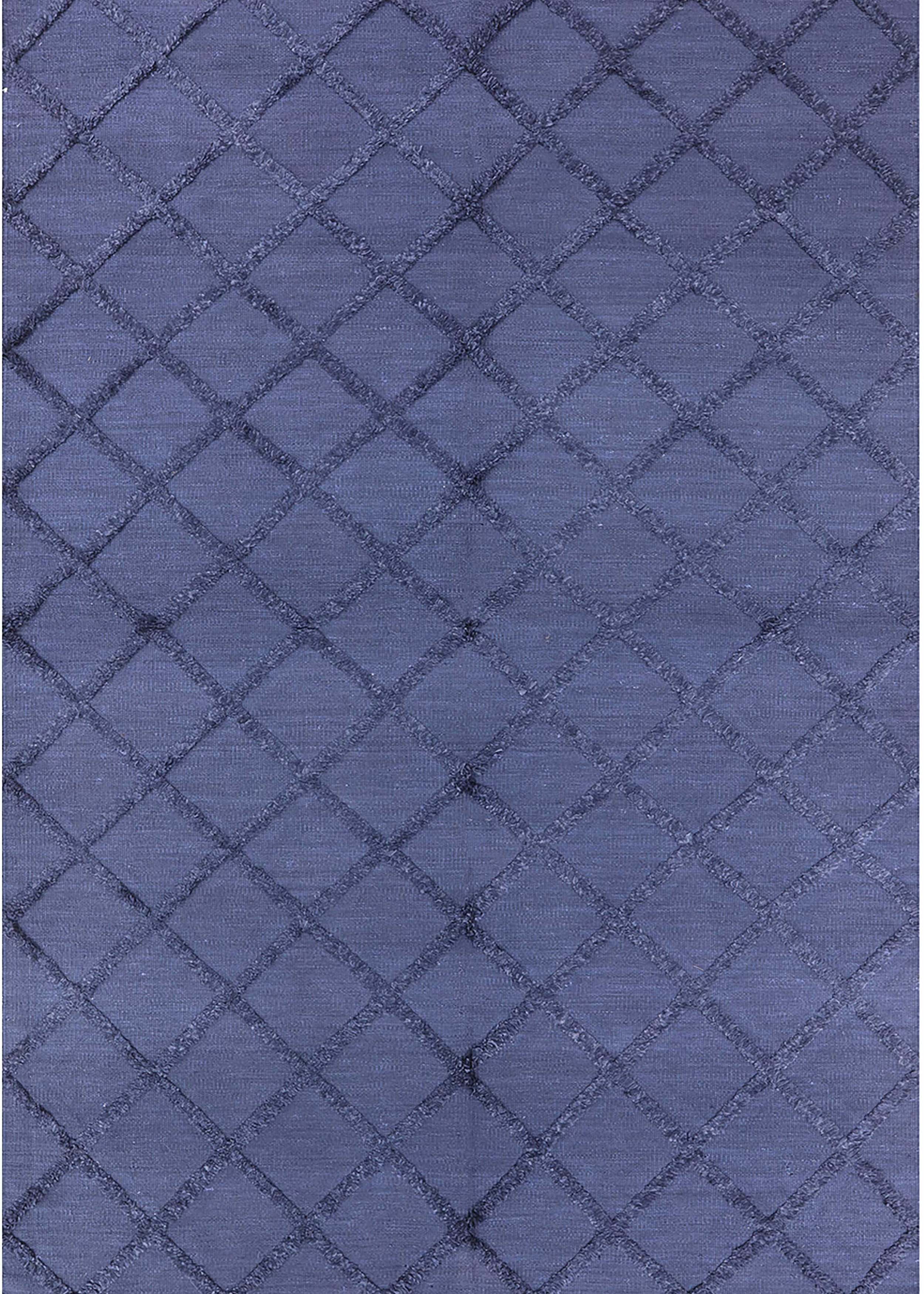 Ahgly Company Indoor Rectangle Mid-Century Modern Slate Blue Trellis ...