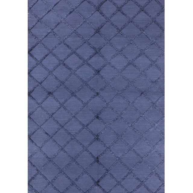 Ahgly Company Indoor Rectangle Mid-Century Modern Slate Blue Trellis ...