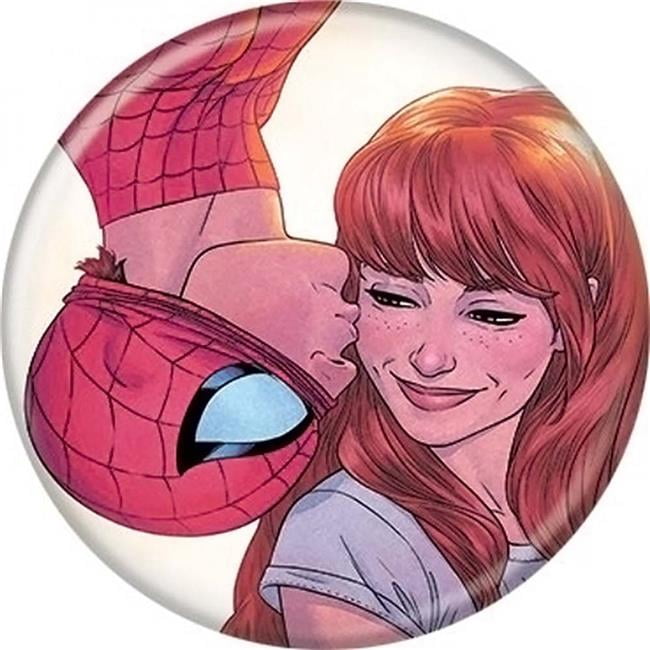 Spider Man 847714 Marvel Comics Spider Man Kissing Mj Button