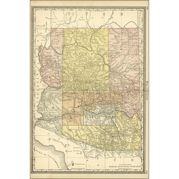 24"x36" Gallery Poster, map of arizona 1881 - Walmart.com