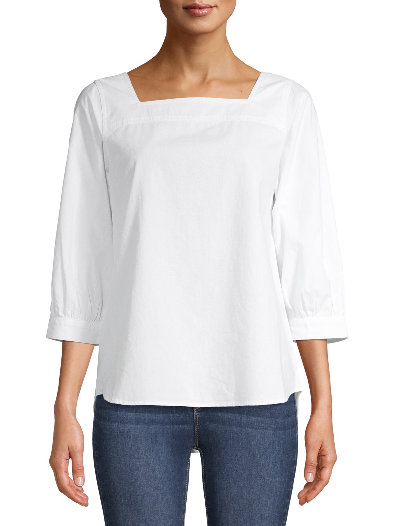 Time and Tru Women's Square Neck Top - Walmart.com