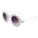 PASTL by JuicyOrange Daisy Flower Sunglasses, Round Oversized Festival ...