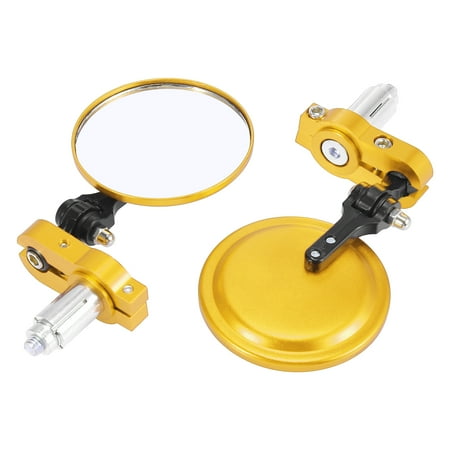Pair 3" Rearview Mirrors Round Folding Bar End Side Mirror Gold Tone ...