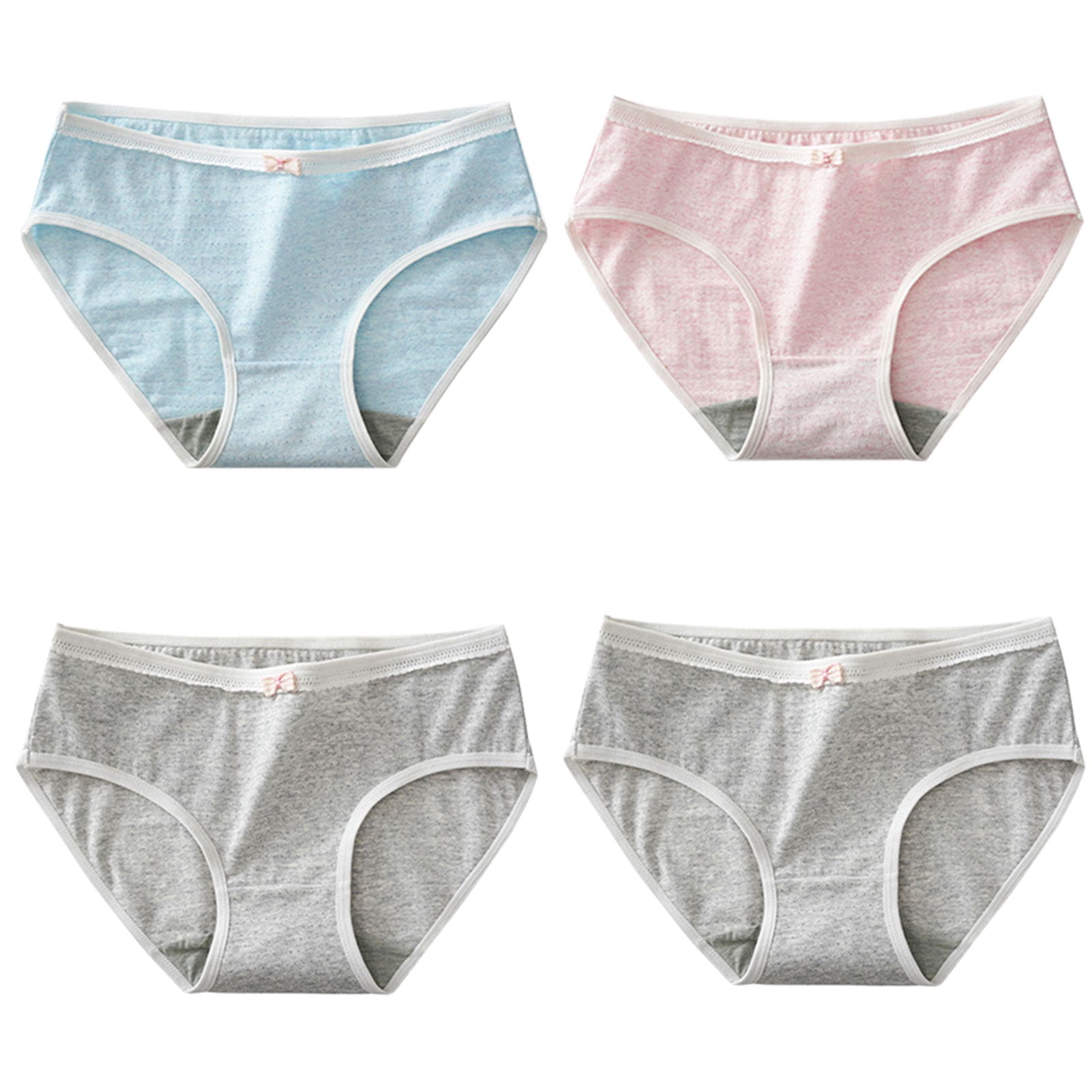 Set of 4 Women Underwear with Bow-knot in Varied Colors Cotton Stretch ...