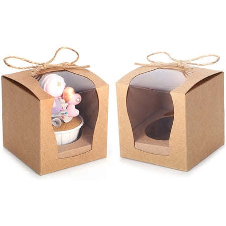 Kraft C Boxes Individual with Window, Small Paper C Carrier with Insert ...