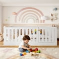 LHYY Full Size Floor Bed with High Fence for ,Solid Wood Bed with Door ...