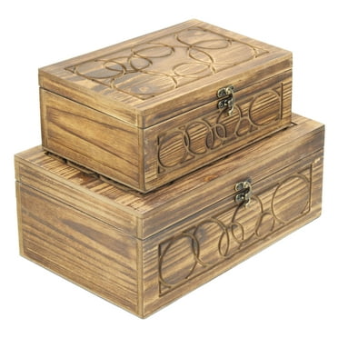 Home Decorative Set Of 2 Wood Panel Styled Storage Boxes - Walmart.com