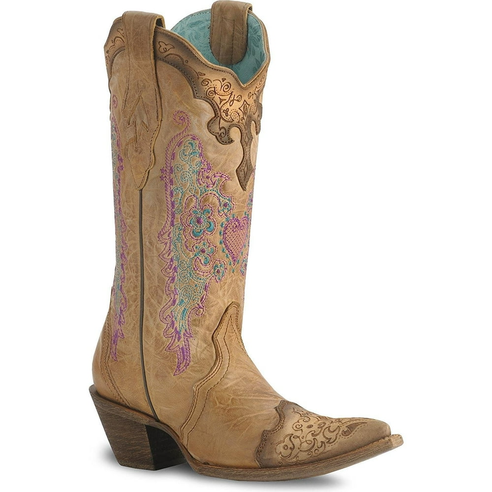Corral Boots - CORRAL Women's Lace and Heart Embroidery Cowgirl Boot ...