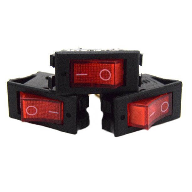 3 pack 12 Volt Lightning RED LED Rocker Mini Switch On Off Car ...