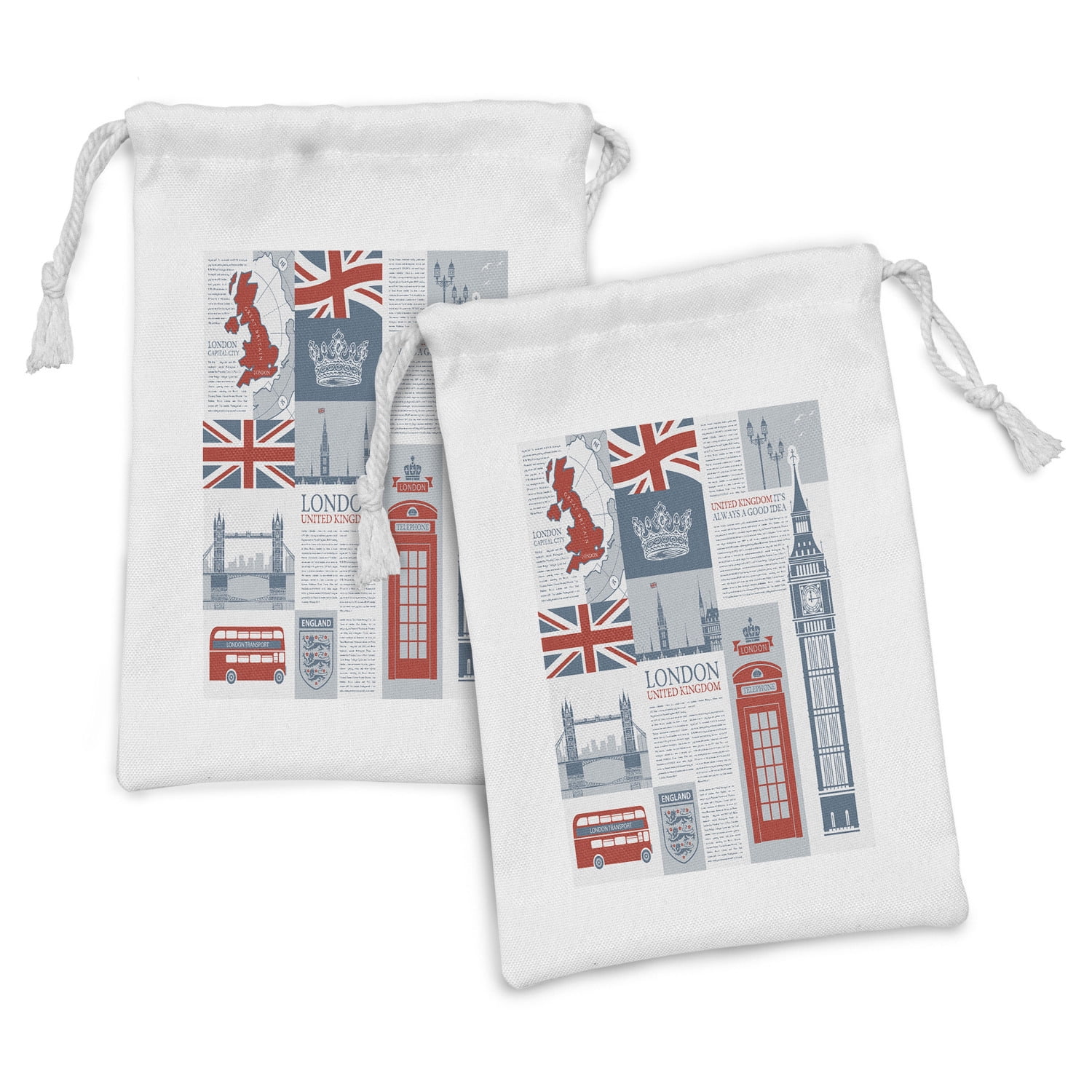 Phone Booth Fabric Pouch Set of 2, London United Kingdom Themed ...