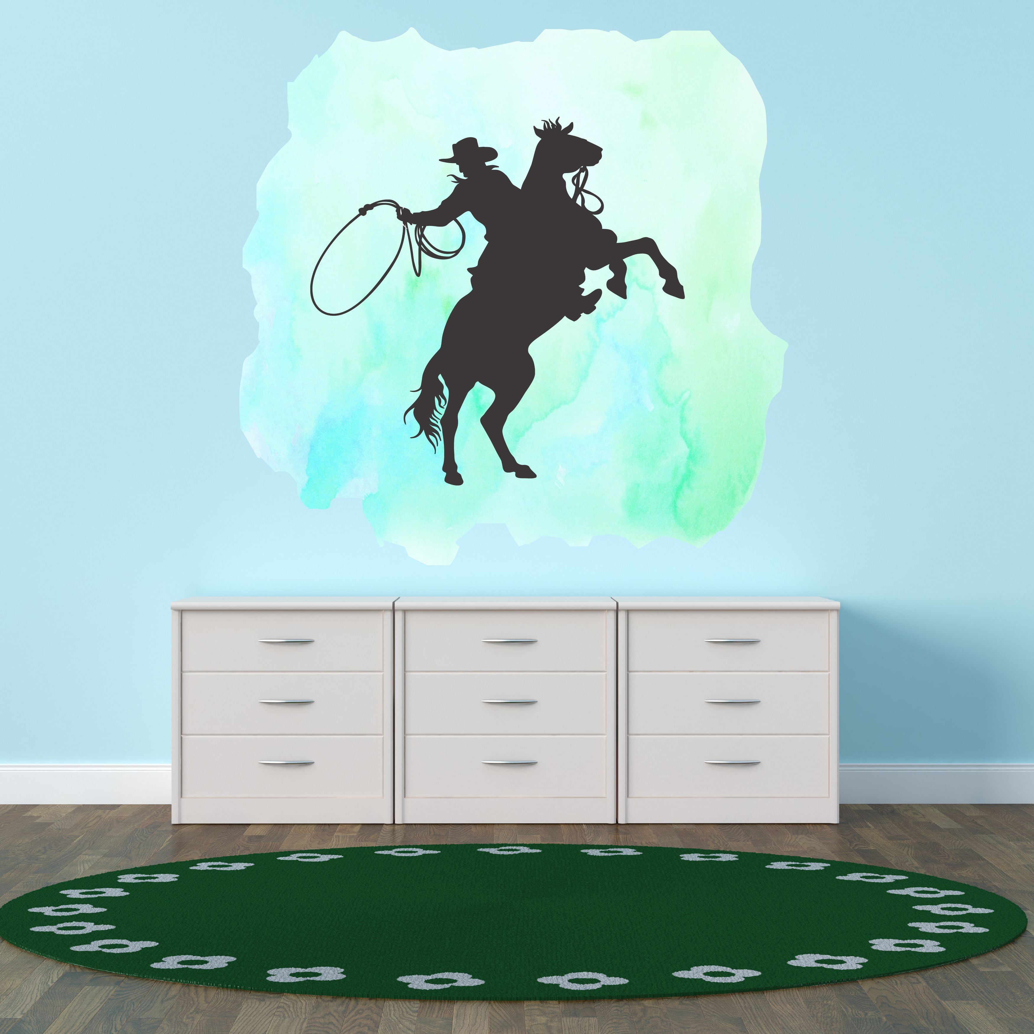 Country / Western / Cowgirl Wall Decals for Boys Bedroom - Lasso Cowboy ...