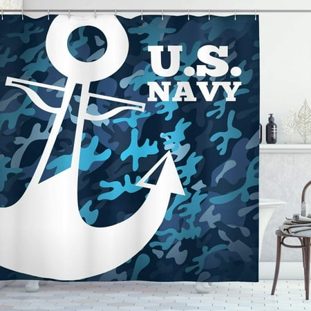 HTOOQ US Navy Shower Curtain, Uniform Design Camouflage Style ...
