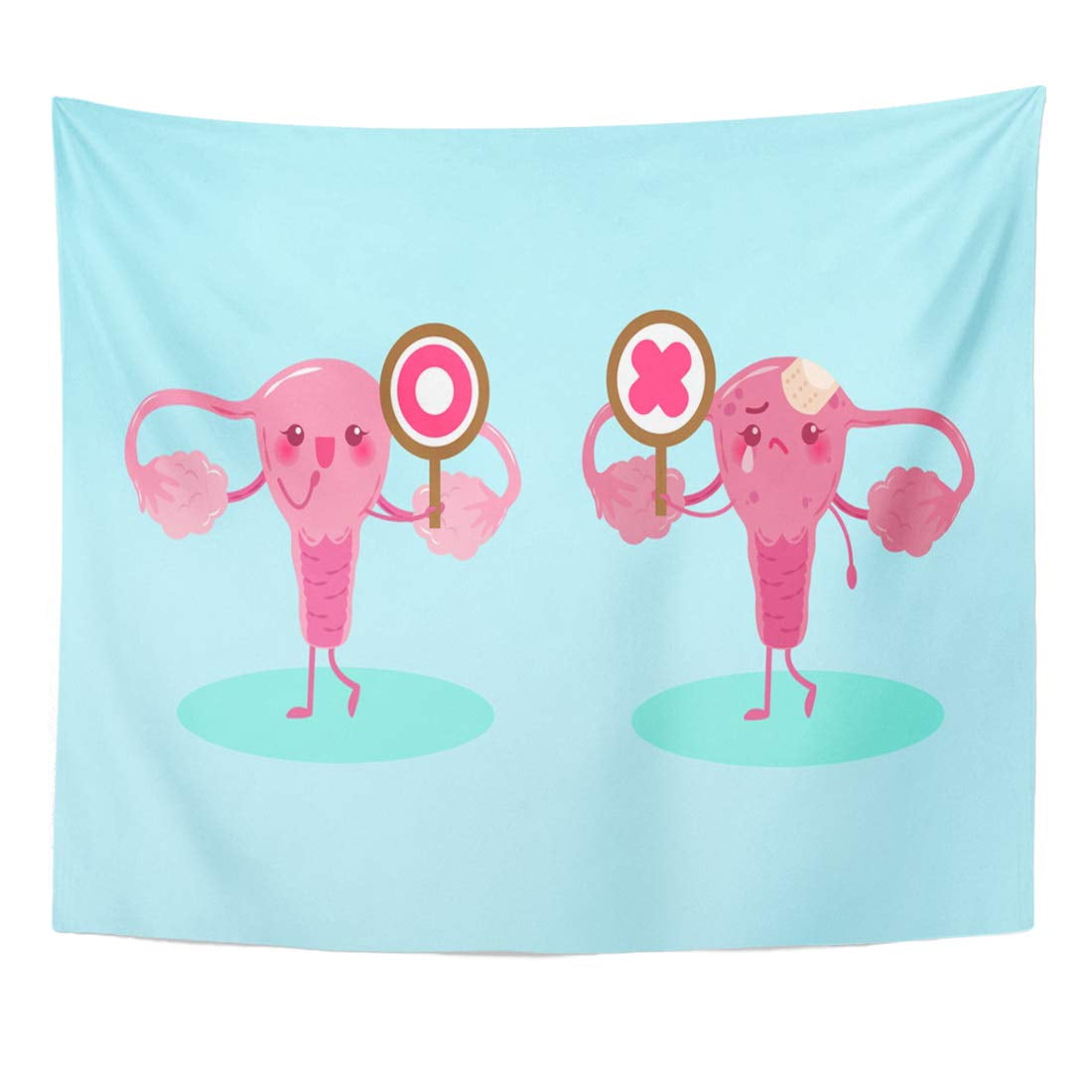 ZEALGNED Fertility Ovarian Cute Cartoon Uterus Take Circle and Cross ...