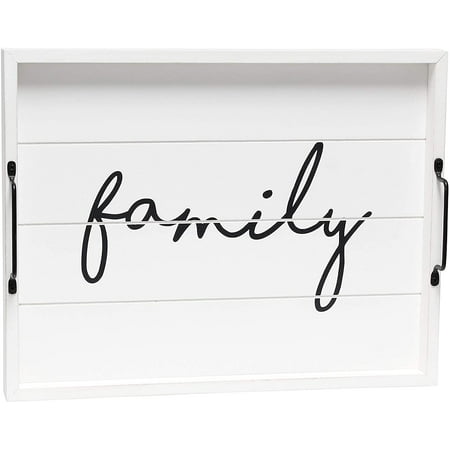 HG2 WFM Decorative Wood S ving Tray w/ Handle , 15.50" x 12", Family ...