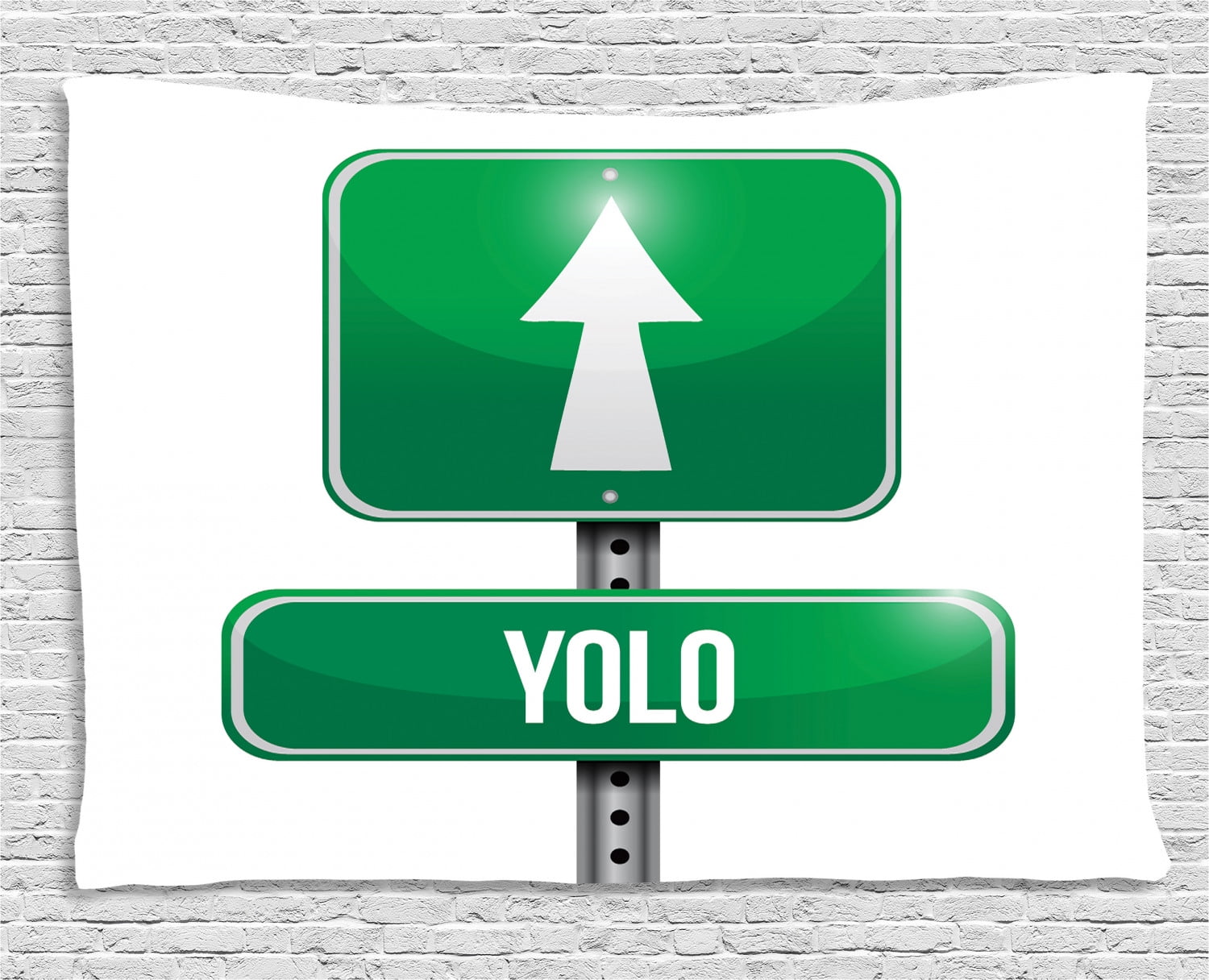 YOLO Tapestry, Road Sign Pointing Forward with Freedom Themed ...