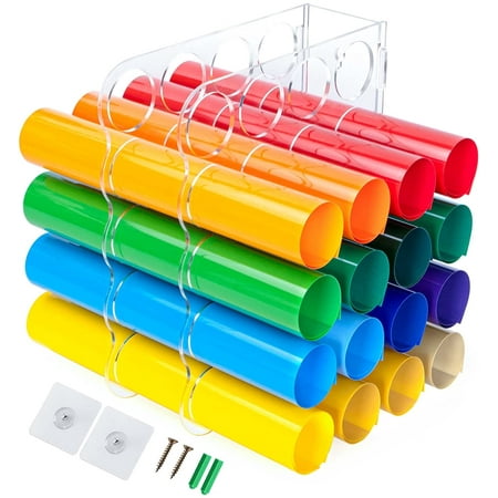 HUACA 20-Holes Acrylic Vinyl Storage Rack, Wall Mounted Vinyl Holder ...