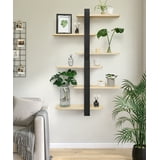Gronda Nature and Black Floating Shelves for Wall Mounted, 3 Tier Pine ...
