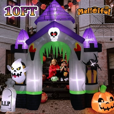 Pre-Lit 12FT Halloween Airblown Inflatable Haunted House Archway Tunnel ...
