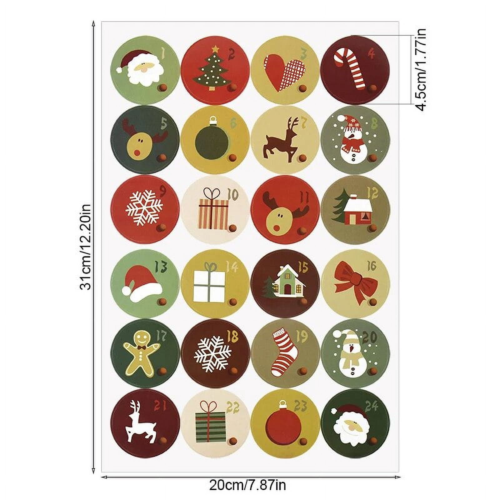 Pegatinas de calendario de adviento de Navidad, 24 piezas/hoja, cuenta ...