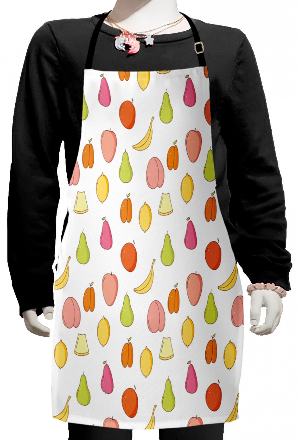 Fruits Kids Apron, Graphics of Pears Oranges Peaches Lemons Apples ...
