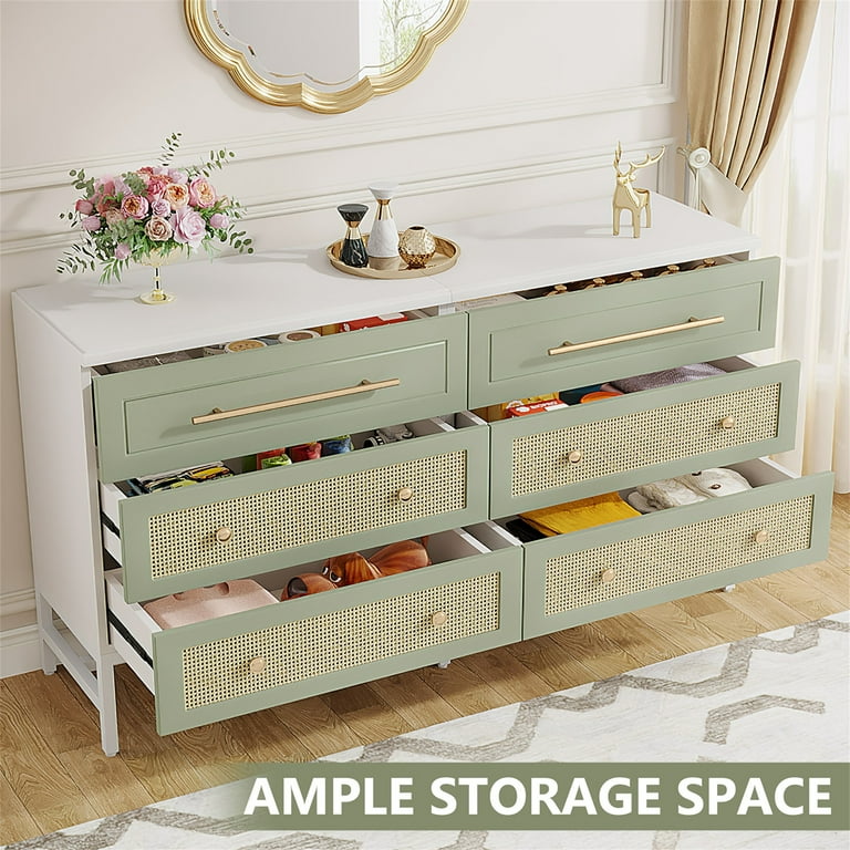 White and rattan dresser store