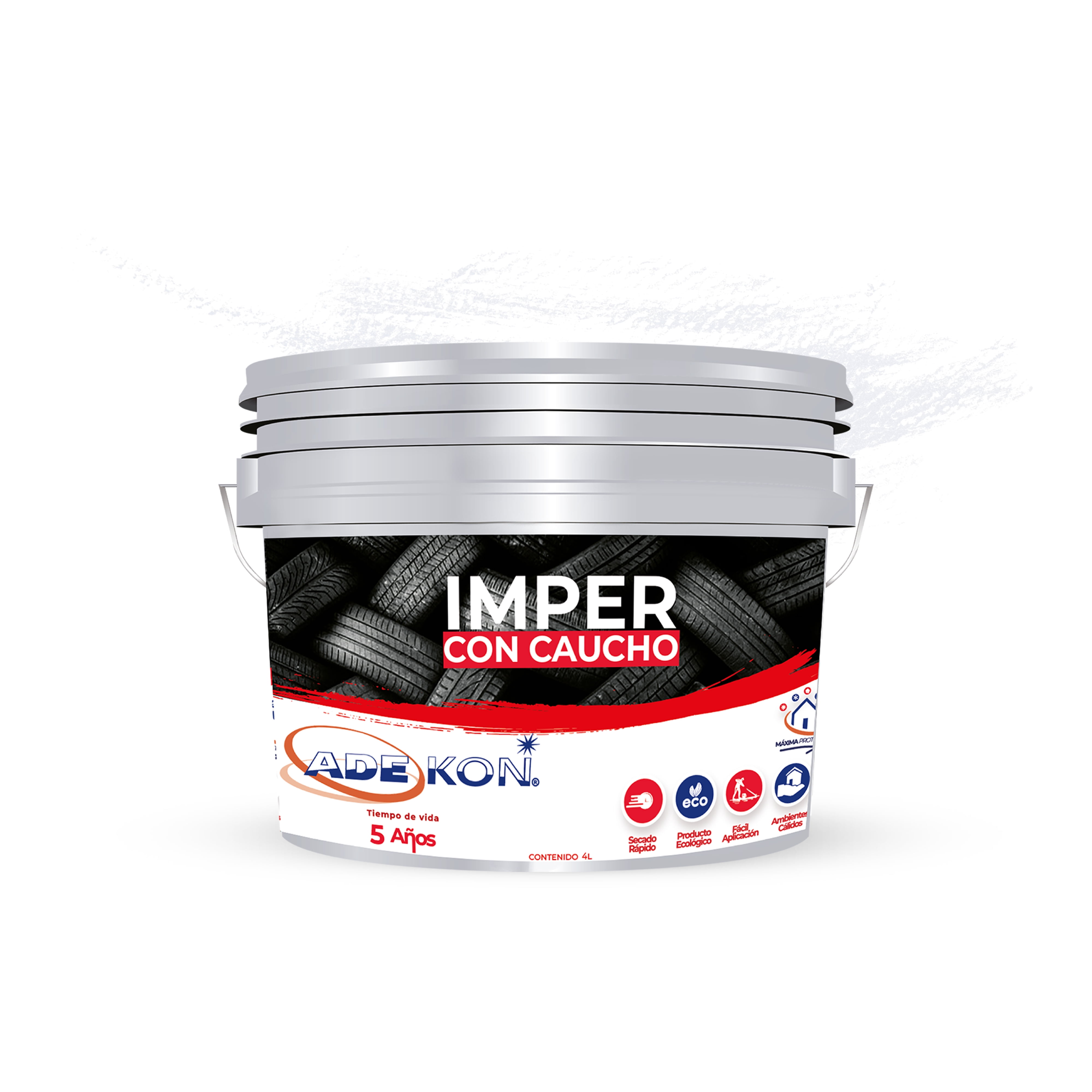 Impermeabilizante con Caucho 4L Color Blanco Adekon Duración 5 años ...
