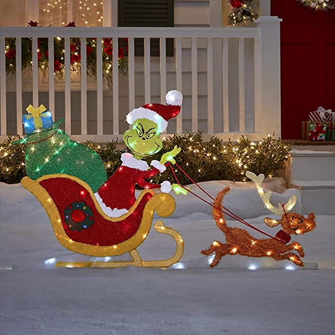 Grinch Stealing Lights Christmas Decorations