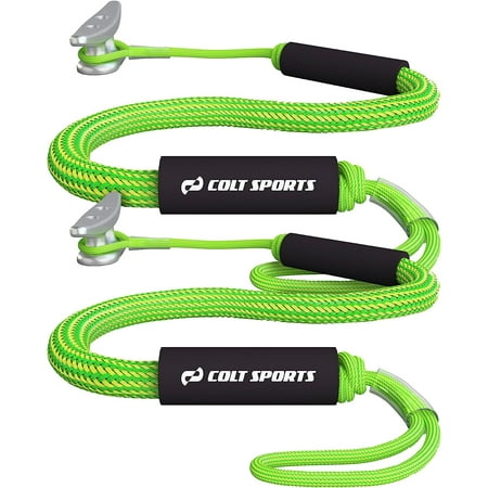 Colt Sports 2 Pack Bungee Dock Lines Mooring Rope for Boats - Green ...