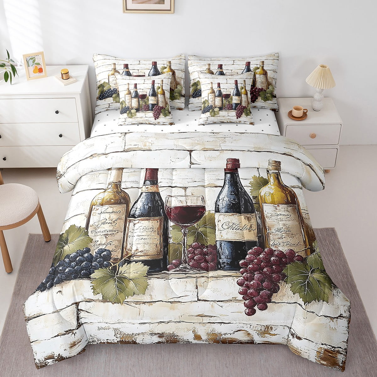 Click here for Yst Wine Bedding Set Queen Size 7 Piece  Maple Lea... prices