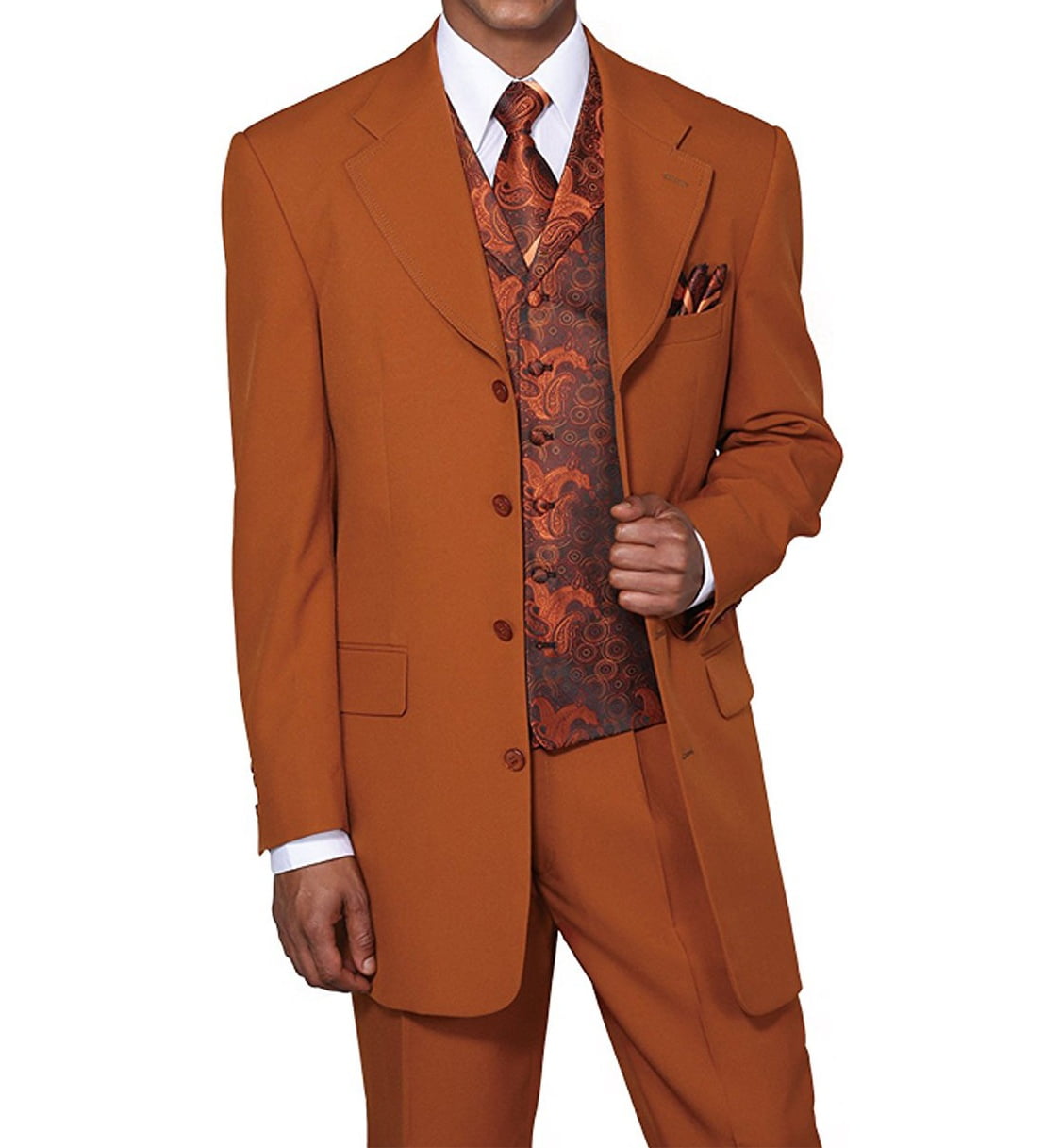 Single Breasted ,Double Vent, Fashion Suit With Vest, Tie & Hankie ...