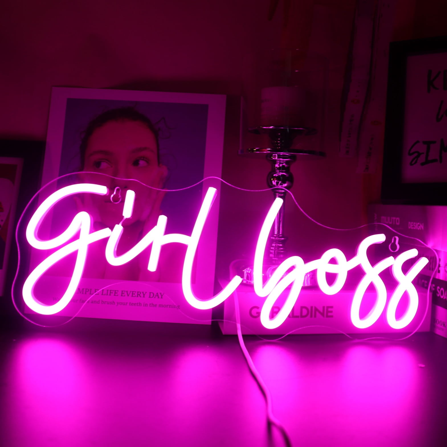 LED Girl Boss Neon Sign Decorations Light Up Signs for Bedroom Home ...