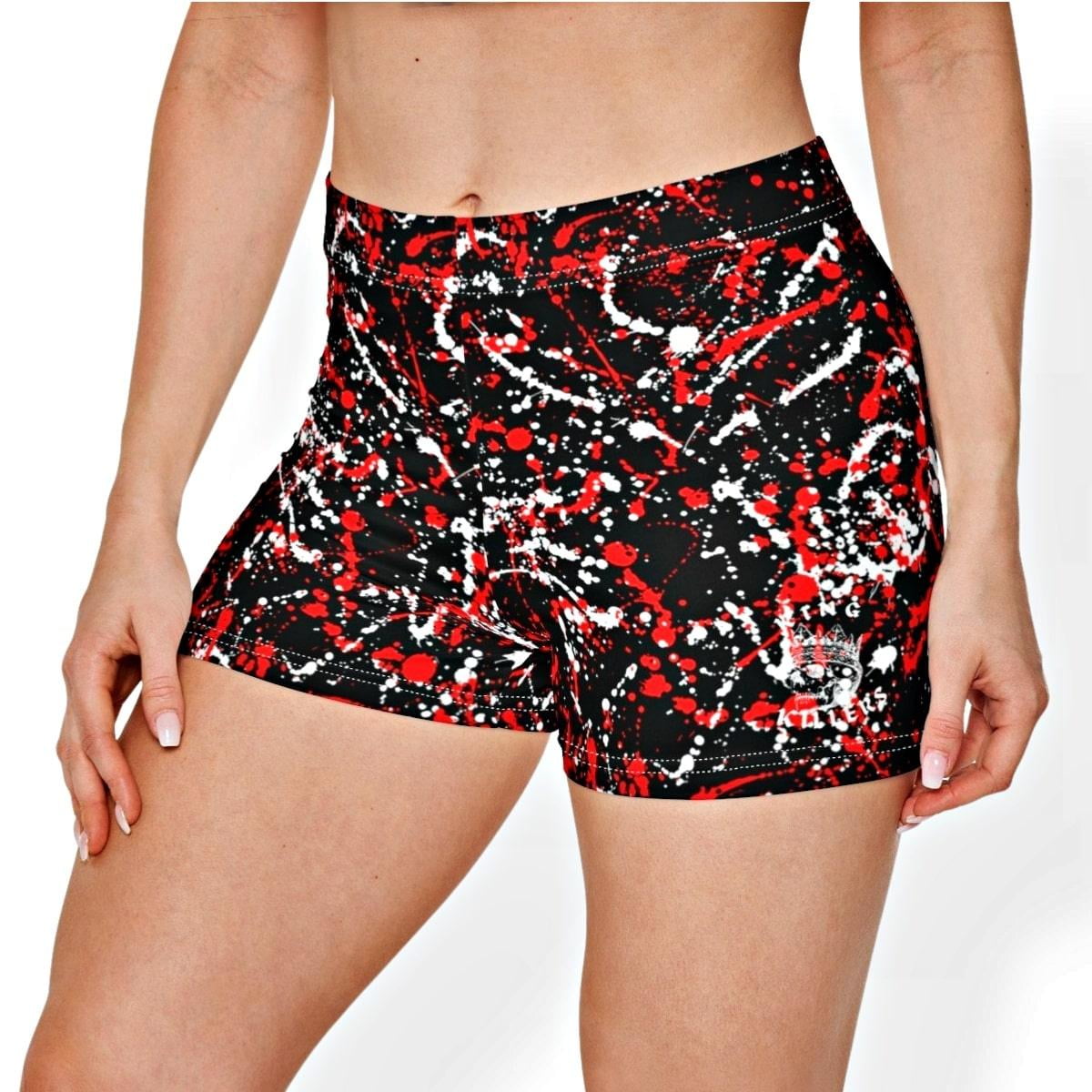 Red Black White Paint Splatter High Waisted Shorts - Walmart.com