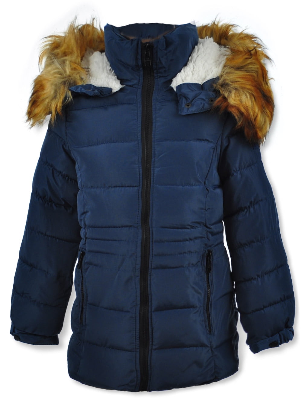 Steve Madden Girls' Puffer Faux-Fur Jacket - dark blue, 14 - 16 (Big ...