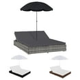 vidaXL Patio Lounge Bed Outdoor Sun Lounger Chair with Umbrella Poly ...