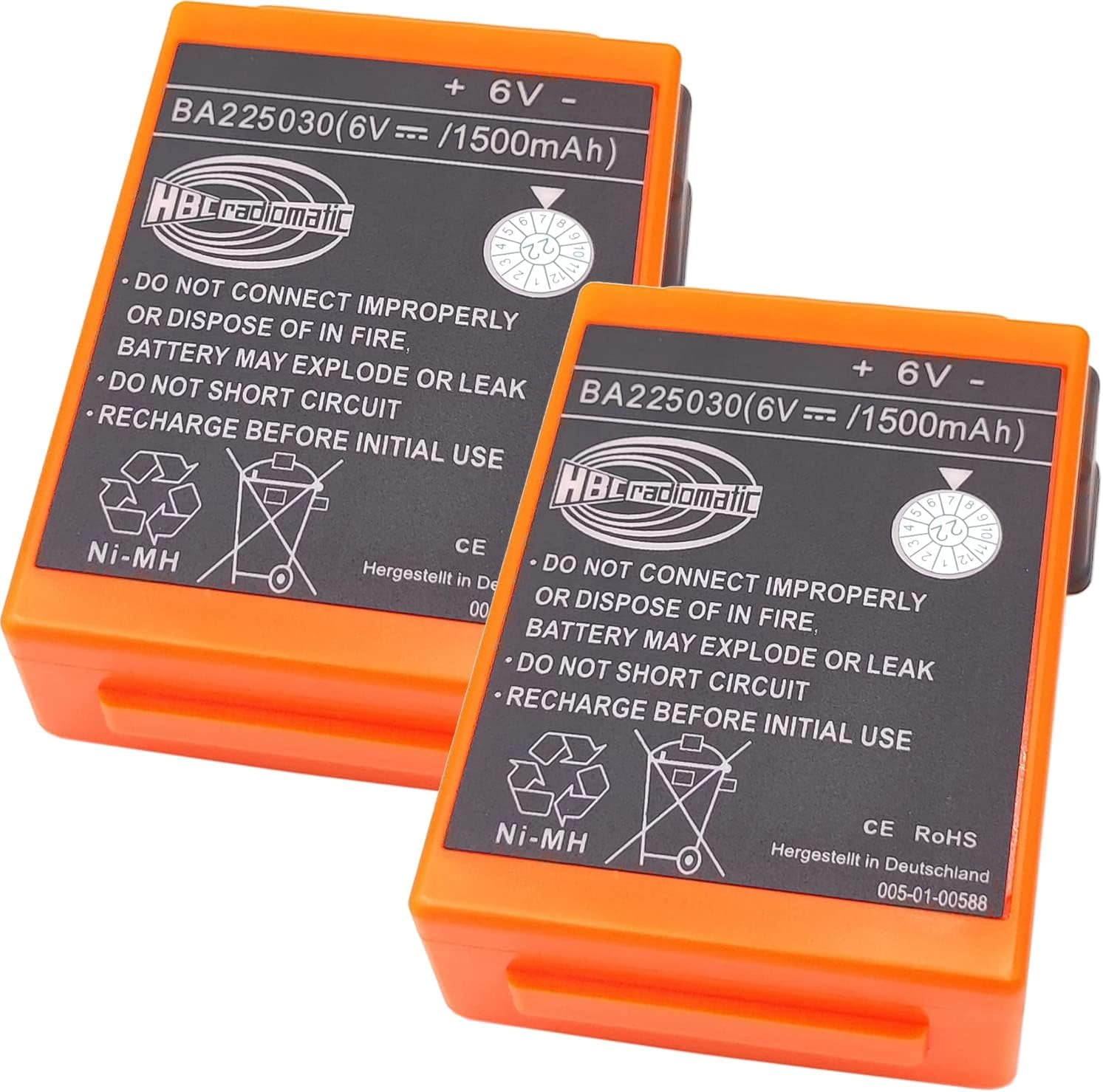 (Pack of 2)for HBC Radiomatic BA225030 6V 1500mAh Battery Ni-Mh ...