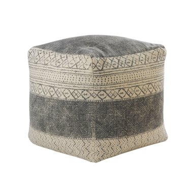 Simpli Home Sweeney Boho Square Pouf in Brown Handloom Woven Pattern ...